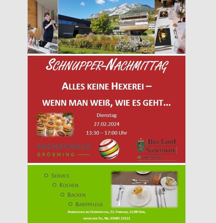 Schnupper-Nachmittag - Fachschulen Land Steiermark